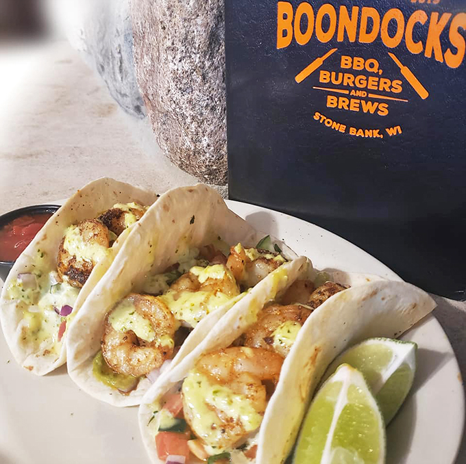 Surf meets turf in these loaded shrimp tacos. It's like a beach vacation for your taste buds!