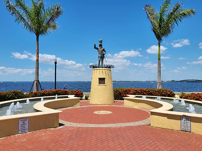 Juan Ponce de Le&oacute;n stands proudly overlooking the harbor, probably thinking, "I discovered this place and all I got was this statue."