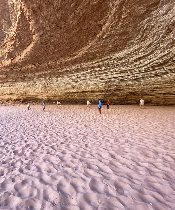 Tiny humans, massive cavern&mdash;the perfect reminder that we're just brief tourists in Earth's grand geological slideshow. Humbling, isn't it?