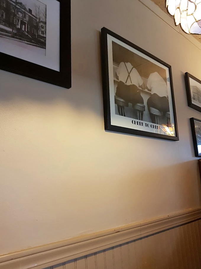 A gallery of nostalgia adorns the walls, each frame a window into Lancaster's flavorful past.