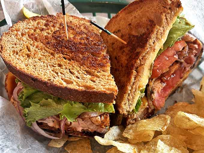 A sandwich so perfectly constructed it deserves its own architectural award &ndash; notice how the bread contains that mountain of fillings without surrendering.