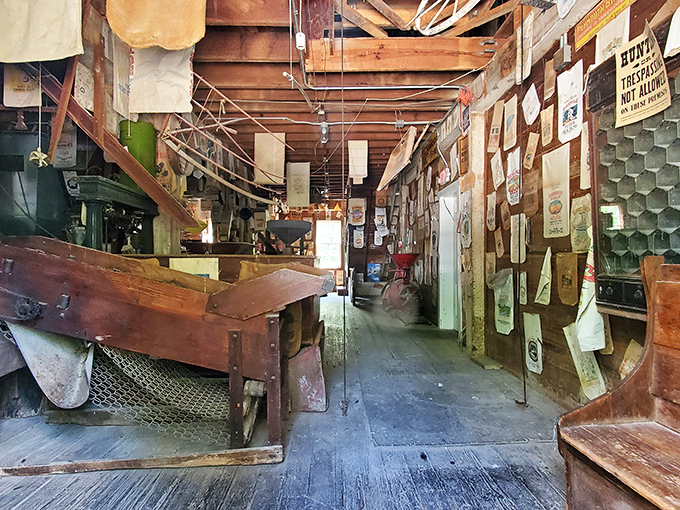 Step inside the mill and travel back in time – weathered wood, vintage equipment, and handwritten notes tell stories of generations past.