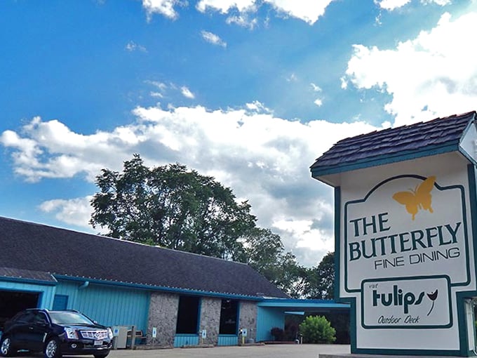 Flower power meets flavor central. This charming entrance promises a blooming good time for your taste buds.