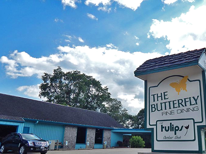 Flower power meets flavor central. This charming entrance promises a blooming good time for your taste buds.