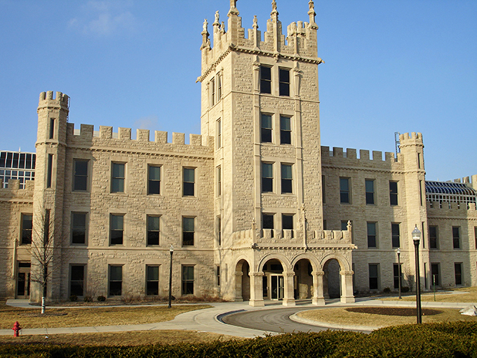 Gothic revival meets Midwest charm in this academic castle. It's where students go to study and secretly pretend they're at Hogwarts.