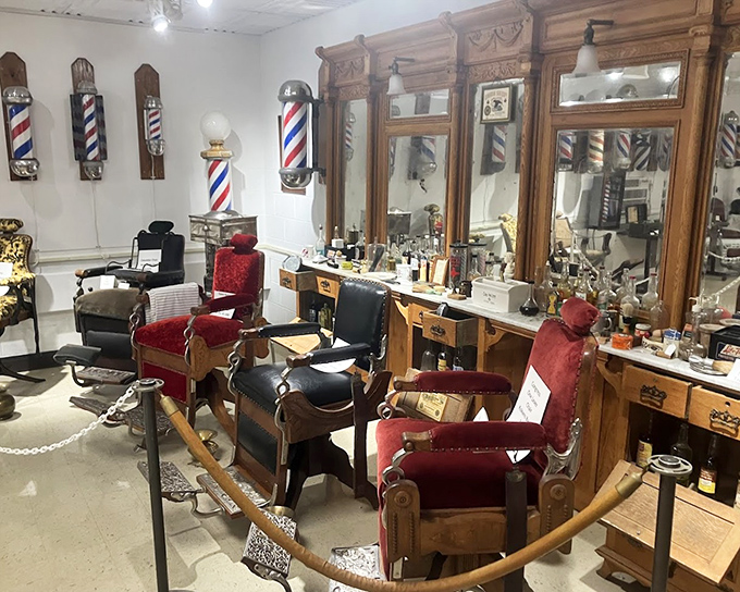 The National Barber Museum recreates the golden age of barbershops with vintage chairs, ornate mirrors, and all the tools of the trade that kept gentlemen looking sharp.