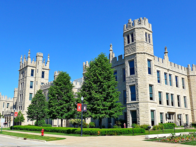 Towering spires and arched windows make this the fanciest study hall ever. Who says hitting the books can't feel like a royal affair?
