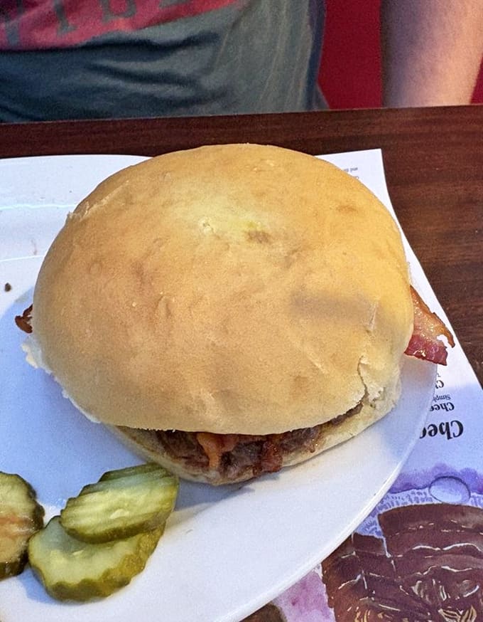 This bacon cheeseburger is thick, juicy, and served on a bun that actually does its job without falling apart.