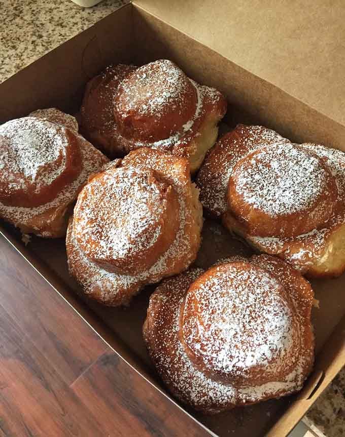 American tea cakes dusted with powdered sugar, looking like little clouds that somehow became delicious and portable.