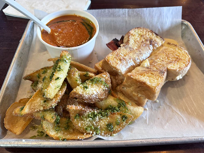 A grilled cheese that's not playing it cool, paired with fries that'll make you say, "Check out the big taste on Brad!"