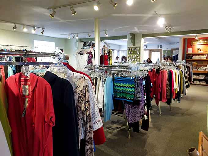 Racks of clothing stretch into the distance like a fabric rainbow, each piece waiting to become someone's new favorite wardrobe staple.