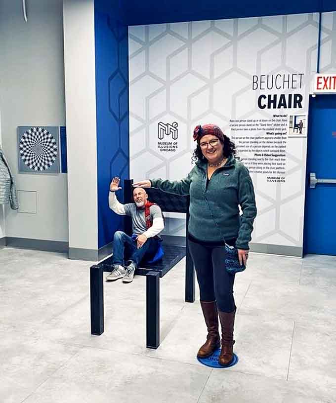 The Beuchet Chair illusion makes adults look child-sized through clever forced perspective. Suddenly those "I feel small" moments take on a whole new meaning!