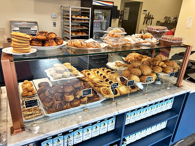 The display case &ndash; where dreams are made of butter, flour, and sugar, arranged in rows that make choosing just one nearly impossible.