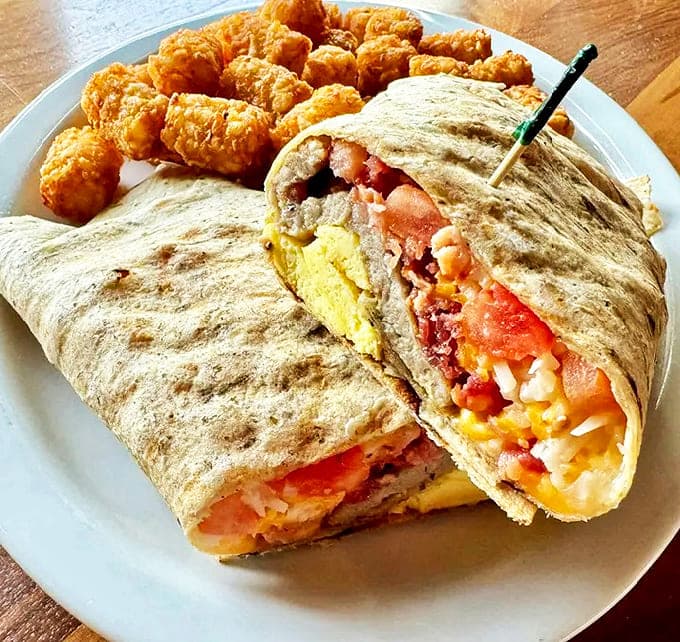Morning glory wrapped in tortilla form &ndash; this breakfast burrito packed with eggs, cheese, and fresh veggies is worth setting your alarm for.