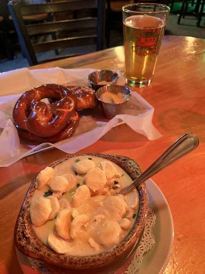 Pretzels and clam chowder make an unexpectedly perfect pairing, proving that sometimes the best combinations are the surprising ones.