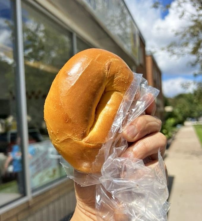The egg bagel is a golden, slightly sweet delight that pairs perfectly with cream cheese or your favorite spread.
