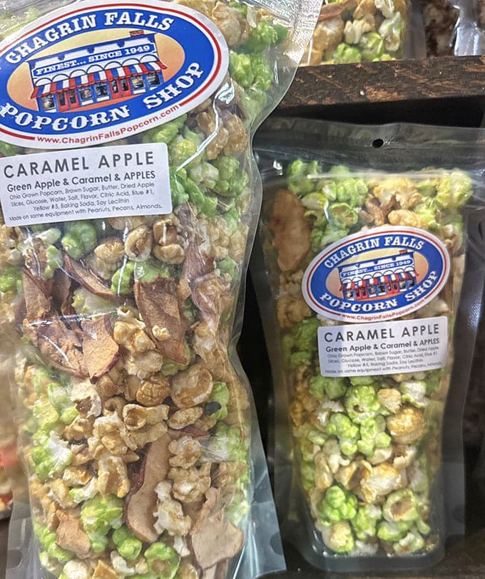 Caramel Apple popcorn with actual dried apples proves that autumn doesn't need to be a season; it can be a snack.