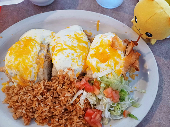 Meet the burrito that ate Coolidge. This hefty handful is packed tighter than your suitcase before a beach vacation, and twice as satisfying. 