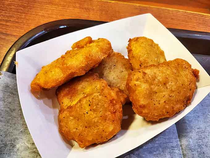 Chicken Nuggets: Not your drive-thru's uniform nuggets &ndash; these golden-brown beauties are irregularly shaped proof that real chicken tastes infinitely better than processed mystery meat.