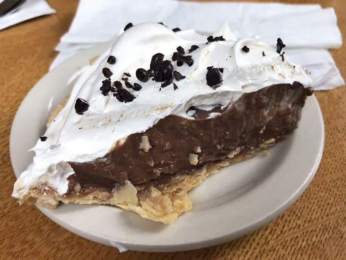 Chocolate cream pie so rich and smooth it should probably come with a warning label and a comfortable chair.