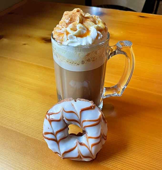 That caramel apple latte and cinnamon-sugar donut combo hits different when everything's made fresh on-site.