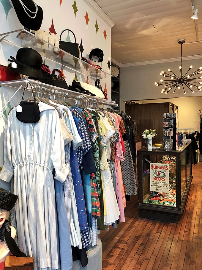 Denim heaven or jean genie's dream? This blue-hued corner is where your legs go to find their perfect vintage match. No time machine required!