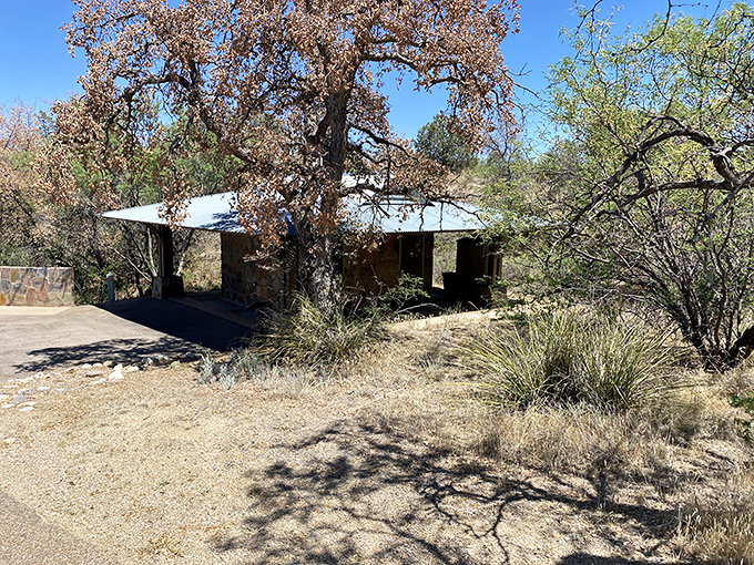 This rustic stone structure blends seamlessly into the landscape, a testament to the park's commitment to preserving its natural character.