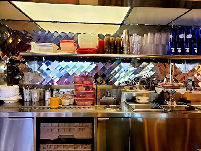 Pull up a stool at this chrome counter and watch short-order magic happen. Just don't blame us if you start calling everyone "doll."