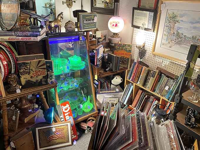 Leather-bound volumes line the shelves, their spines promising adventures that don't require batteries or Wi-Fi to enjoy fully.