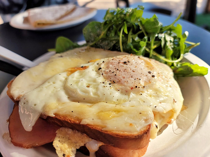 Oh la la! This croque madame is so decadent, it should come with its own fainting couch. Prepare for a flavor explosion!