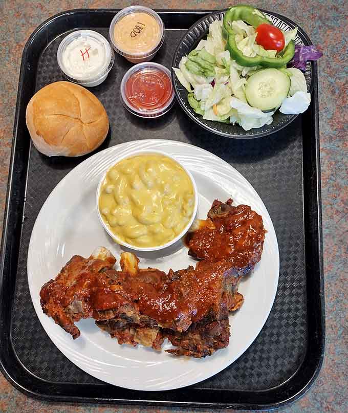 The full dining experience includes sides that complement the star attraction without stealing the spotlight.