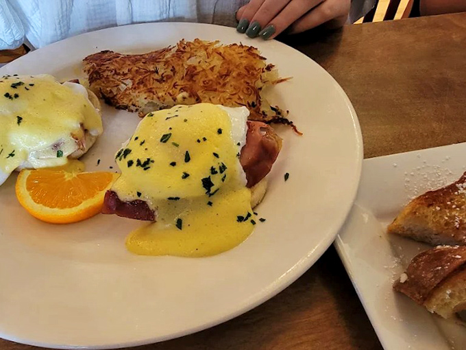 Eggs Benedict that makes other breakfast foods jealous&mdash;perfectly poached eggs lounging on Canadian bacon with hollandaise for days.