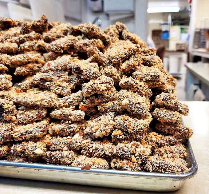 English Toffee piled high: Toffee mountain! Each piece a testament to the art of candy-making that's becoming increasingly rare.
