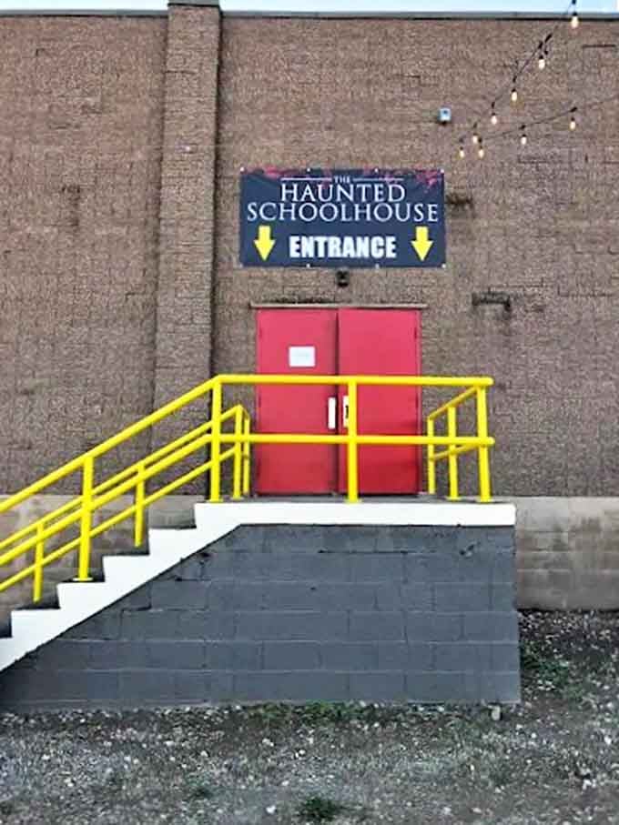 Yellow railings lead to the point of no return &ndash; once through those red doors, your fate is sealed.