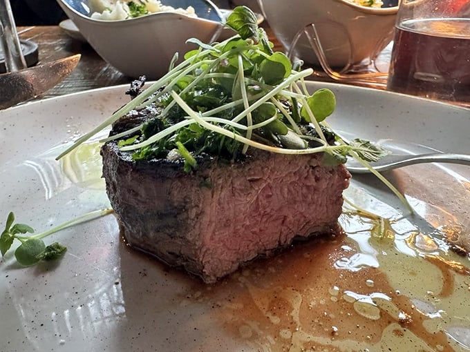 Cut into this medium-cooked beauty and watch your knife glide through like it's warm butter &ndash; the hallmark of a perfectly prepared filet.