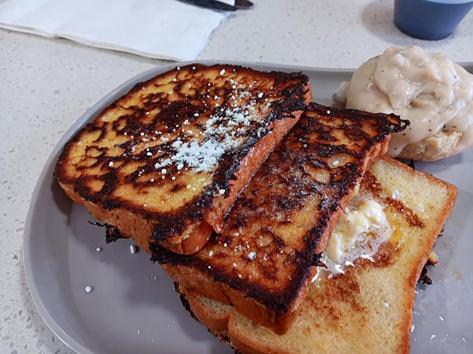 French toast that makes mornings worthwhile: Perfectly griddled slices with crisp exteriors hiding custardy centers that make you question all other breakfast choices.