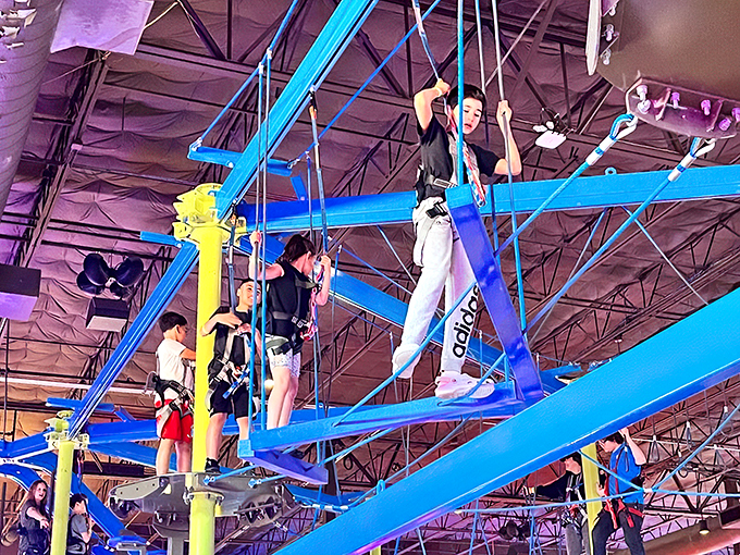 Who needs to join the circus when you can defy gravity right here? These high-flying adventurers are living out their Spiderman fantasies. 