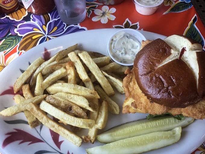 Crispy on the outside, tender on the inside &ndash; the A1's fish sandwich comes with hand-cut chips that put bag versions to shame.