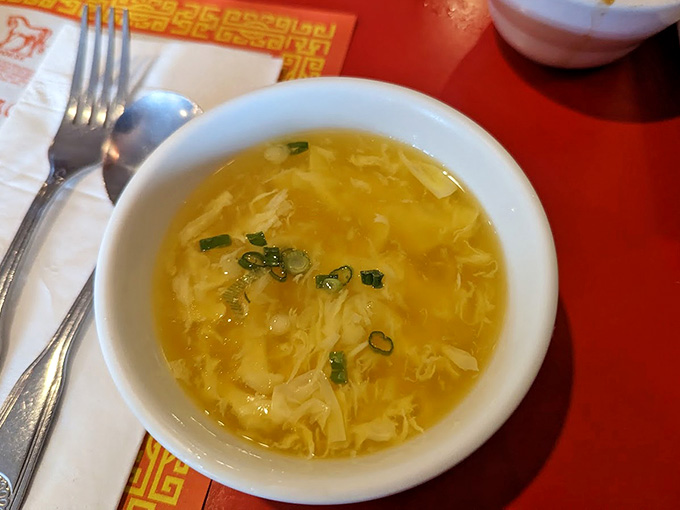 A bowl of egg drop soup that warms the soul and clears the mind, proving that simple can be absolutely spectacular.
