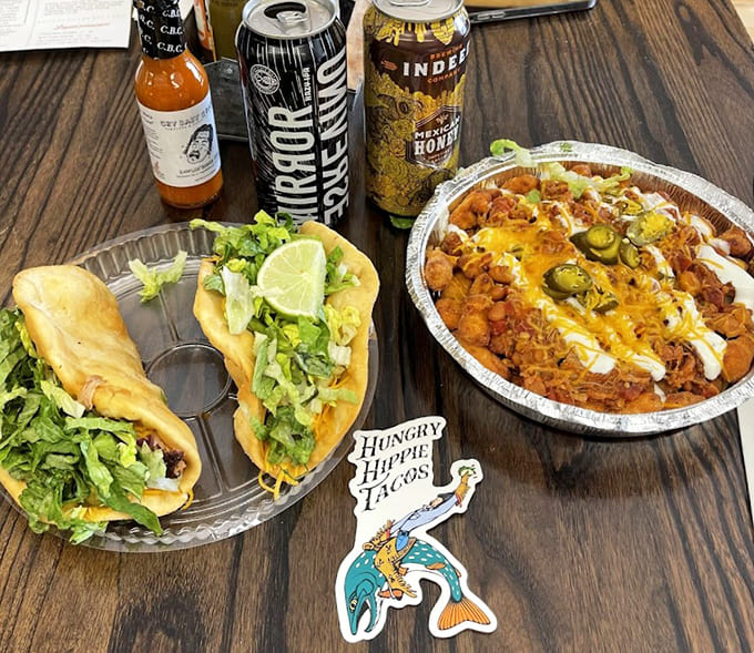 This loaded spread features tacos and nachos that could fuel a North Shore adventure or cure any hiking-induced hunger.