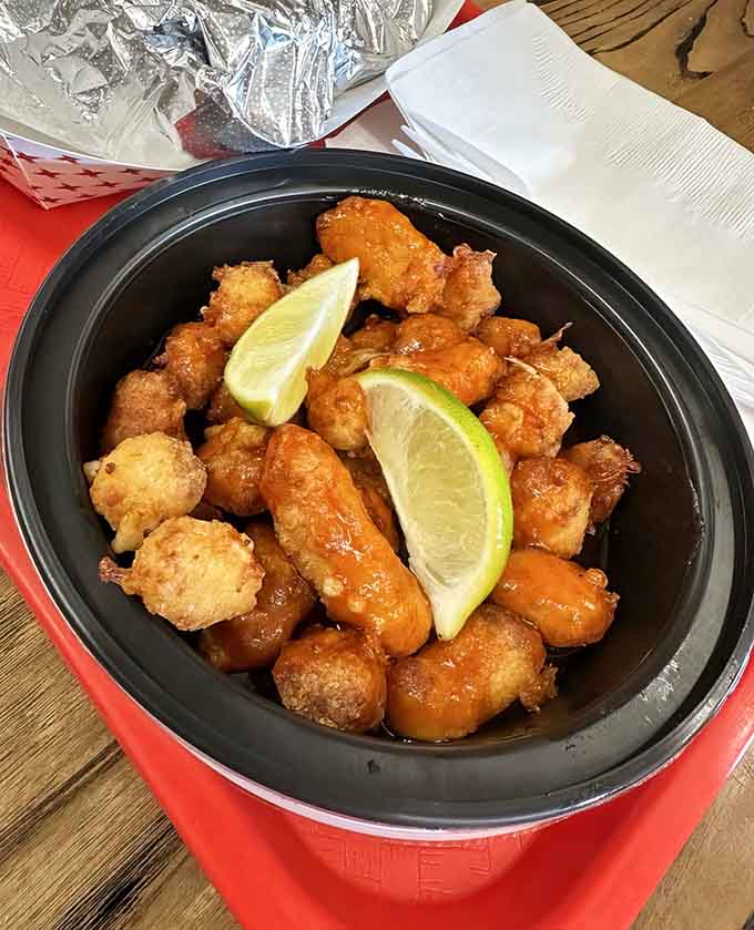 These golden, crispy cheese curds get a sweet and spicy treatment that's basically irresistible, like if candy and comfort food had a baby.
