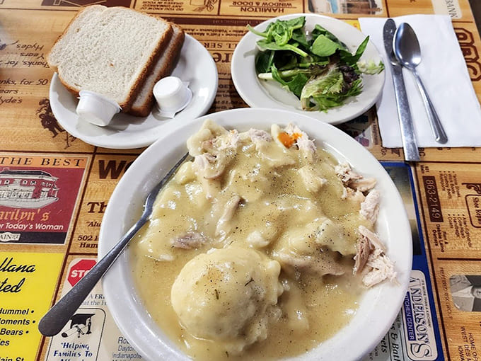 Chicken and dumplings that look like a warm hug in a bowl, proving comfort food earned its name honestly.