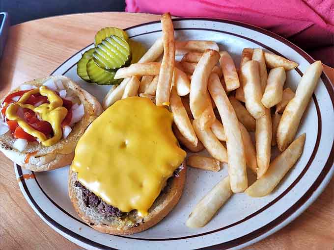 Cheeseburger: This isn't fast food masquerading as a meal &ndash; it's a hand-formed patty topped with melted American cheese that tastes like summer cookouts.