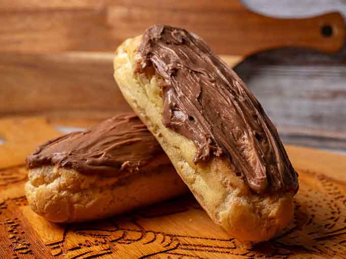 Long johns with chocolate frosting so generous it makes you wonder if the baker was having an exceptionally good day when they made these.