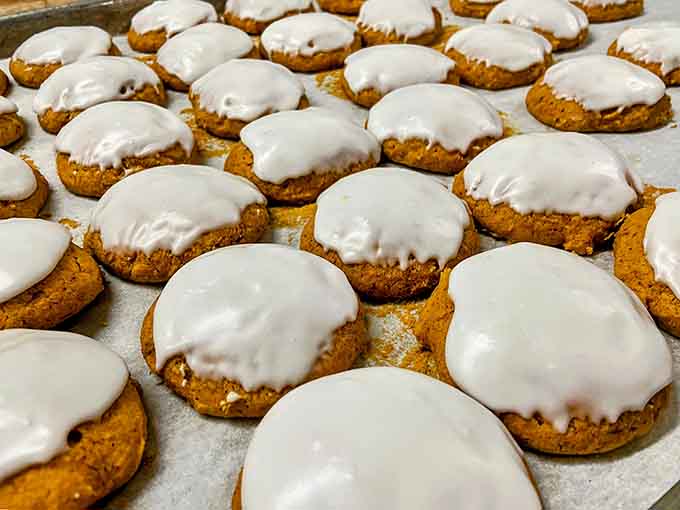Pumpkin cookies with cream cheese frosting are basically autumn in edible form, soft and sweet and impossible to eat just one of them.
