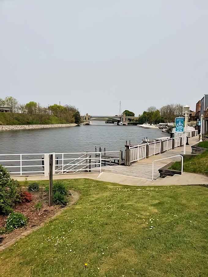 Under impossibly blue Michigan skies, the river reflects the world above, creating a double dose of scenic splendor for lucky visitors.