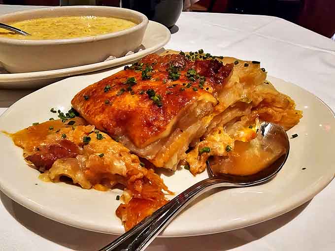 Layers of pasta, cheese, and sauce create an architectural marvel that would make Italian grandmothers weep with joy.