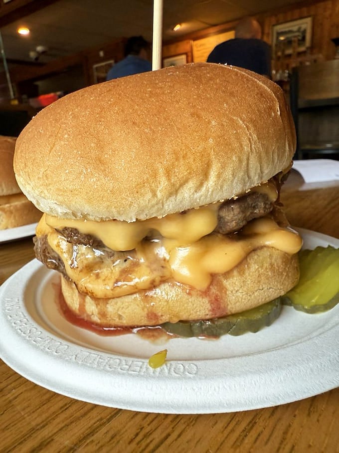 Double Cheeseburger stacks up the goodness, creating a tower of beefy joy that requires both hands and serious commitment.
