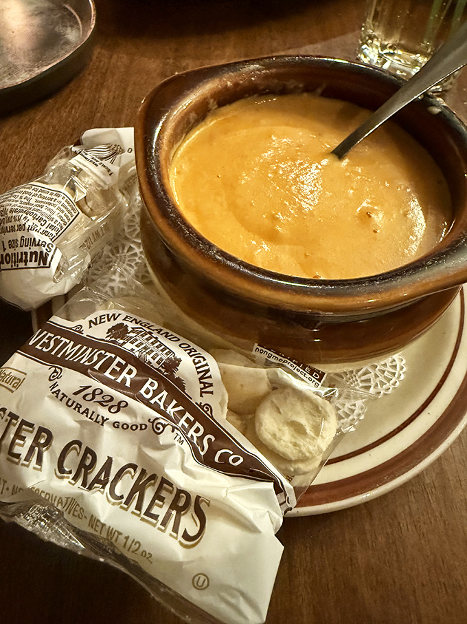 A bowl of lobster bisque that whispers of the sea, velvety and rich with a hint of sherry.