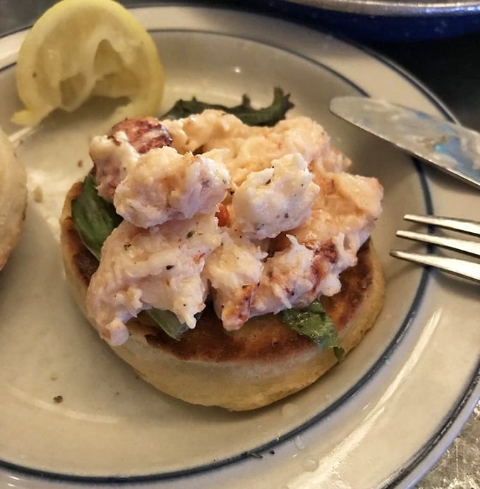 A perfect marriage: delicate lobster salad meets warm, buttery biscuit. It's the kind of dish that makes conversation stop and eyes close in bliss.